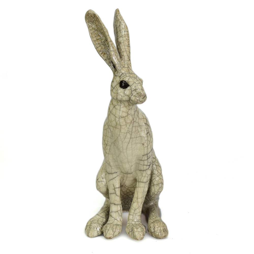 Raku Sitting Hare (medium) – Paul Jenkins – Cotswold Gift Gallery
