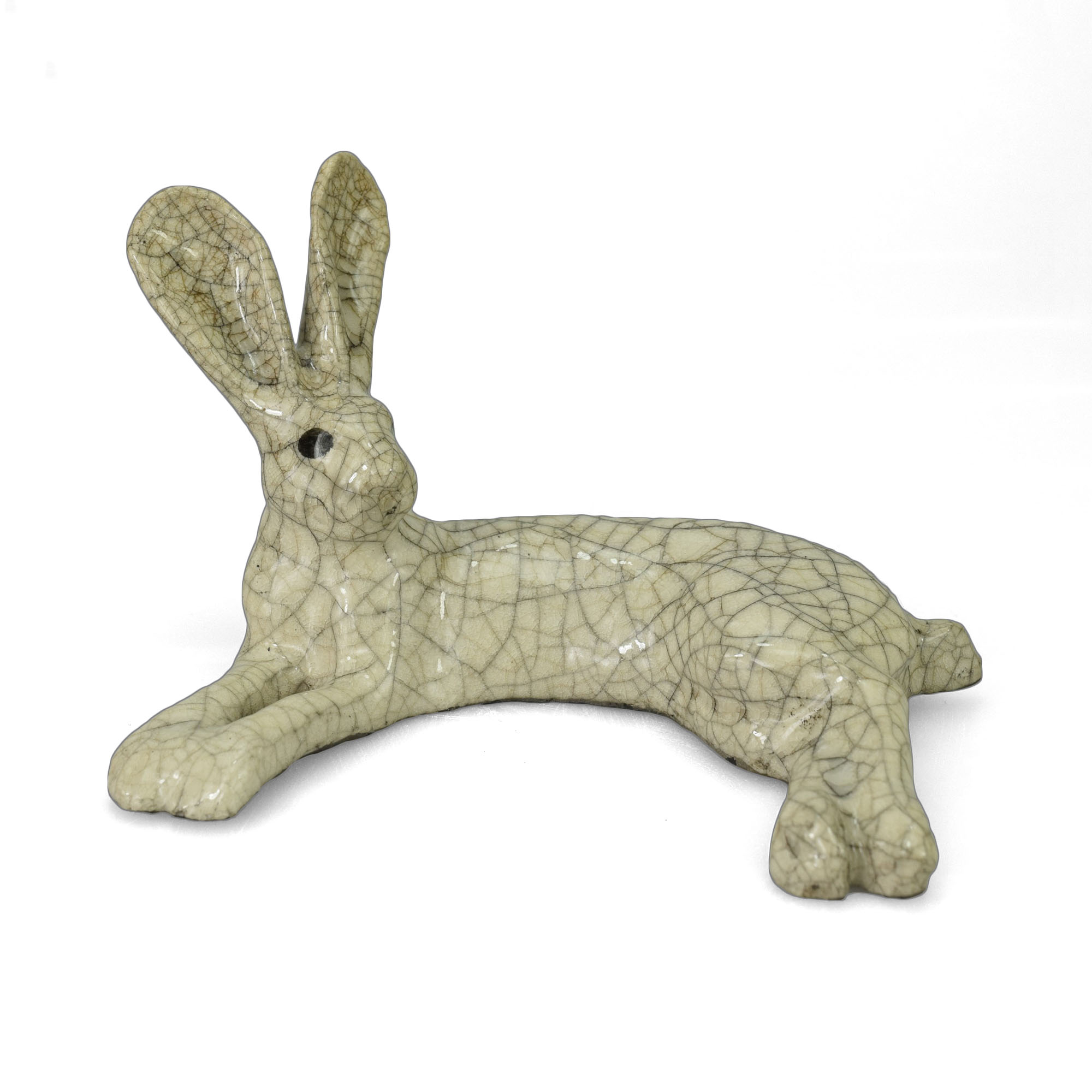 Raku Lying Hare (small) – Paul Jenkins – Cotswold Gift Gallery